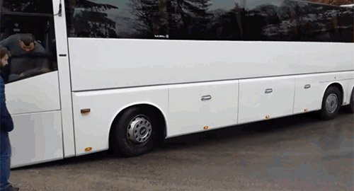 Driver puts a bus in a big gully - CrazyGif.com